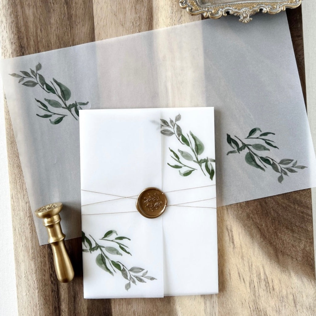 Greenery Eucalyptus Vellum Jacket for DIY Wedding Invitation - Cotton ...
