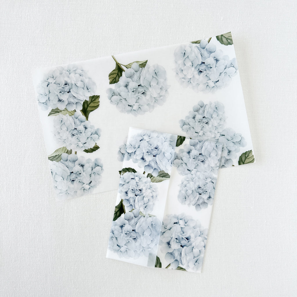 Blue Hydrangea Floral Vellum Jacket for 5 x 7 Wedding Invitation ...