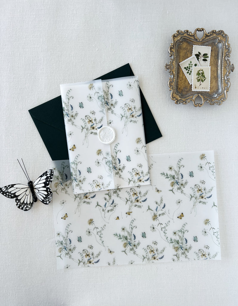 Elegant Wildflower Vellum Jacket for DIY Wedding Invitation - Cotton ...