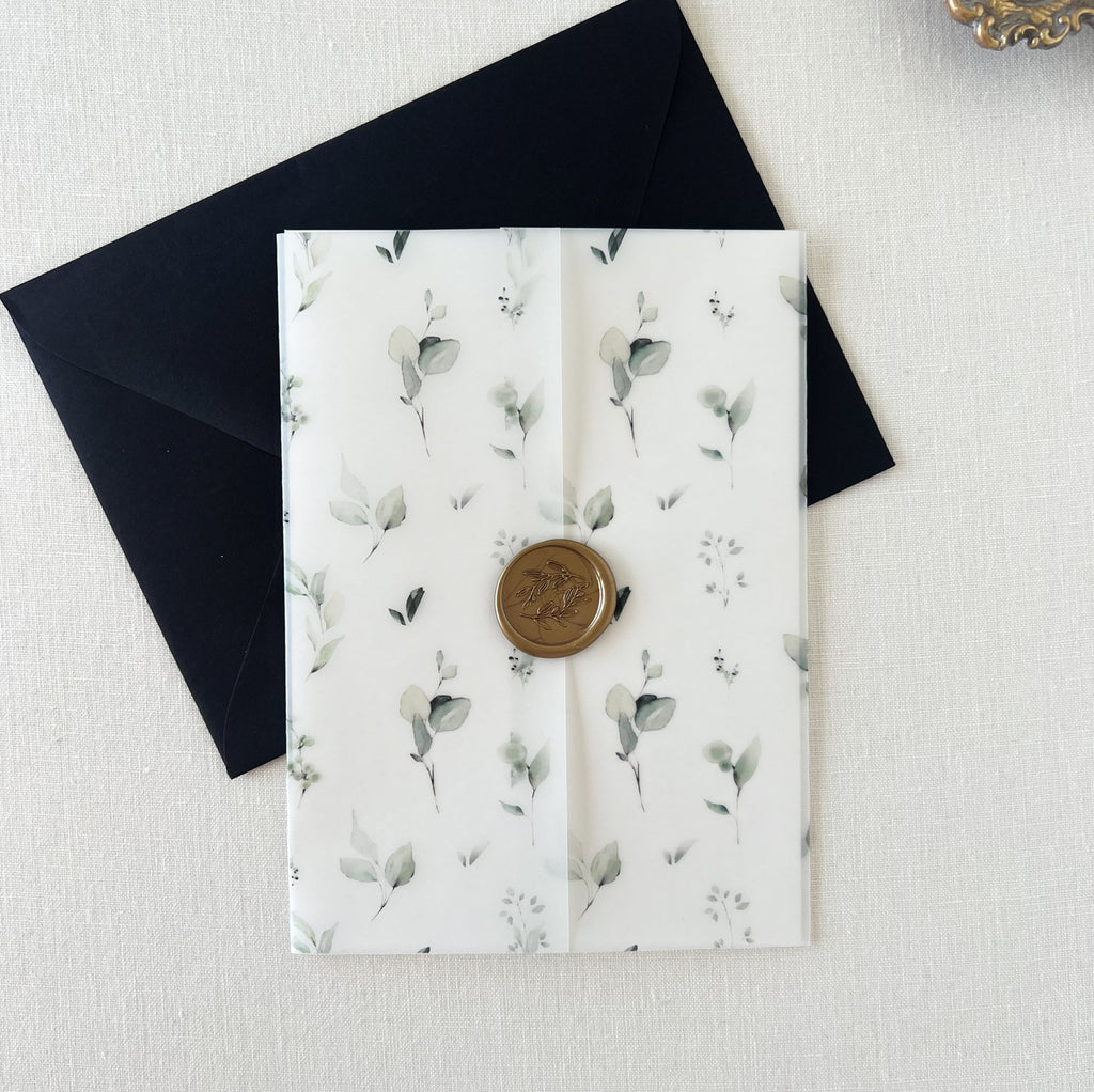 Greenery Leaves Vellum Wrap for DIY Wedding Invitation - Cotton Willow ...
