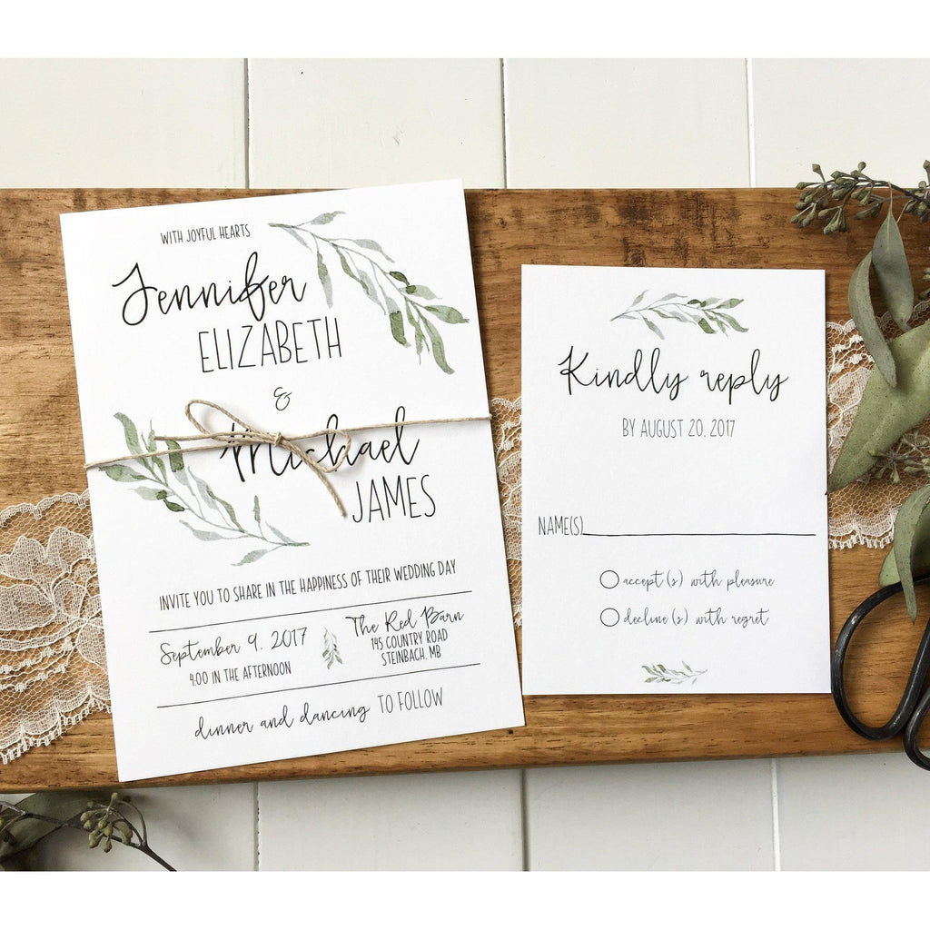 Rustic Wedding Invitation, Modern Wedding Invitation - Cotton Willow ...
