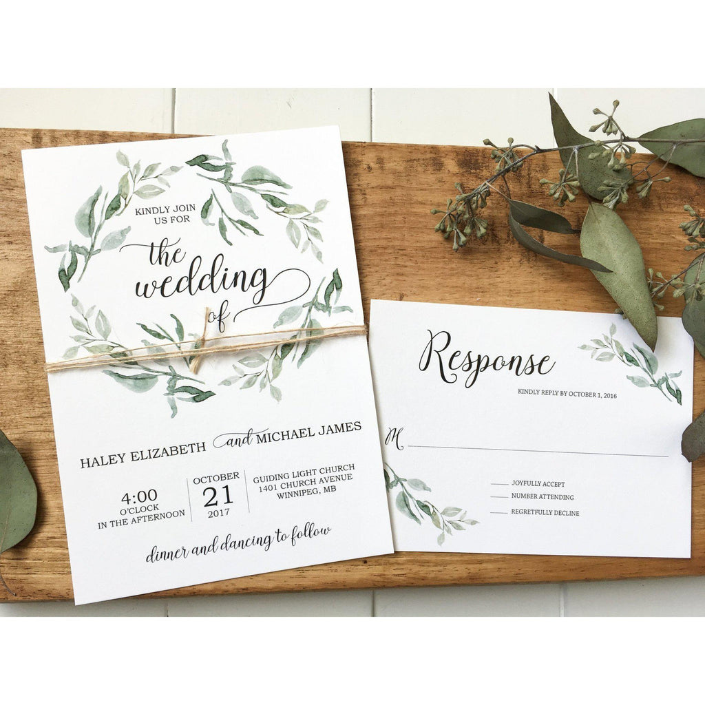 Modern Wedding Invitation, Rustic Chic - Cotton Willow Design Co.