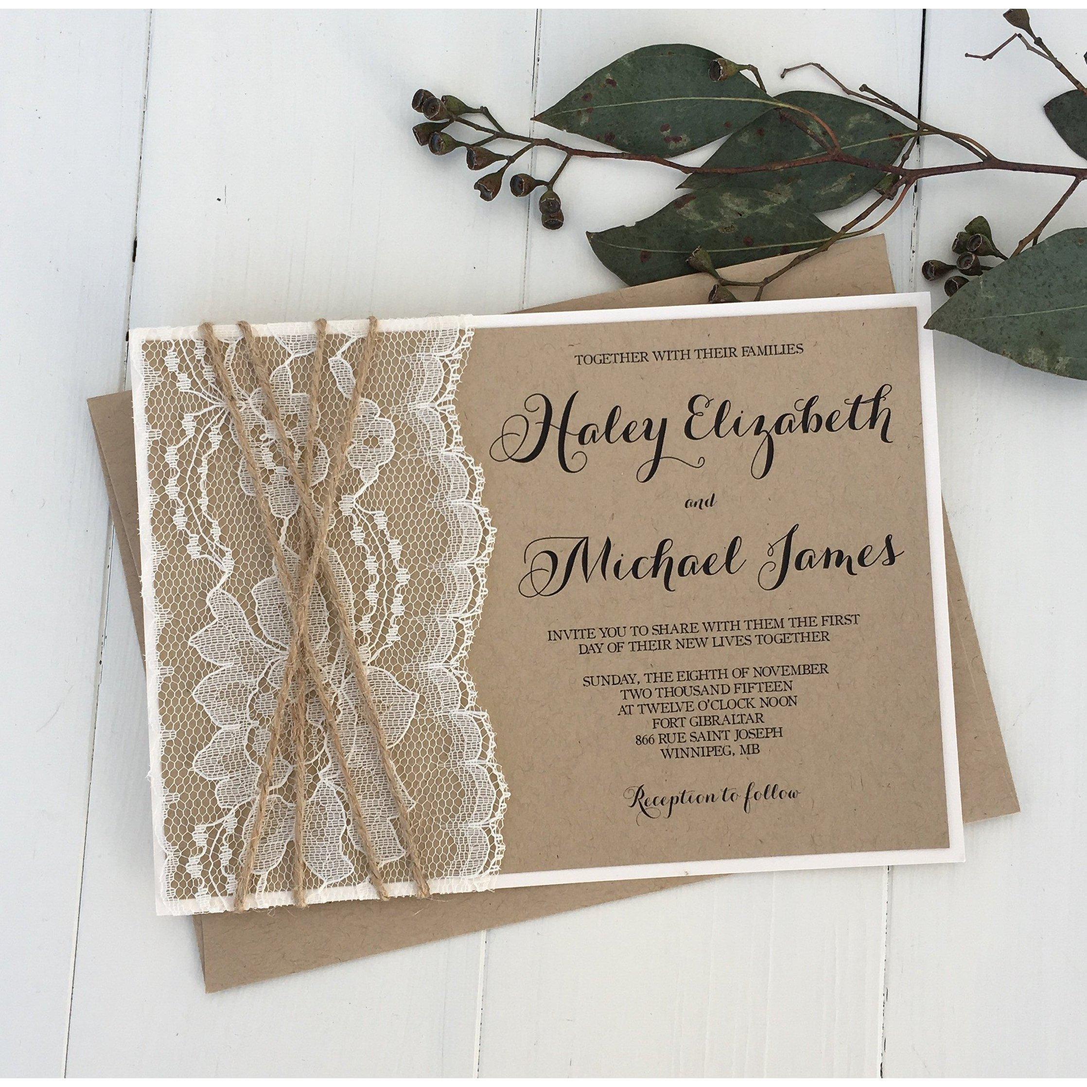 Rustic Lace Wedding Invitations