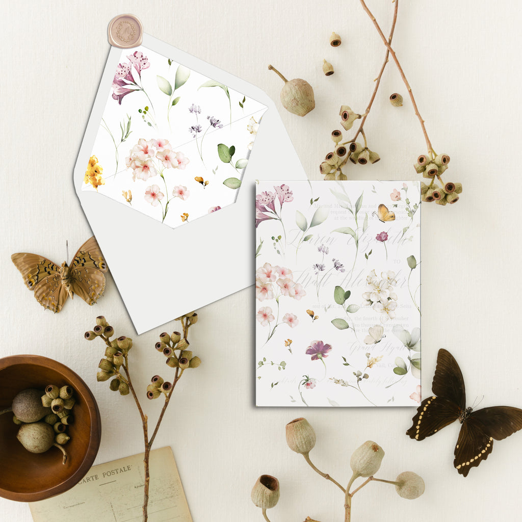 Elegant Floral Wedding Invitation Envelope Liners - Cotton Willow ...
