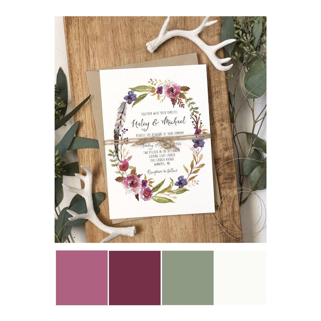 Bohemian, Rustic Wedding Invitation - Cotton Willow Design Co.