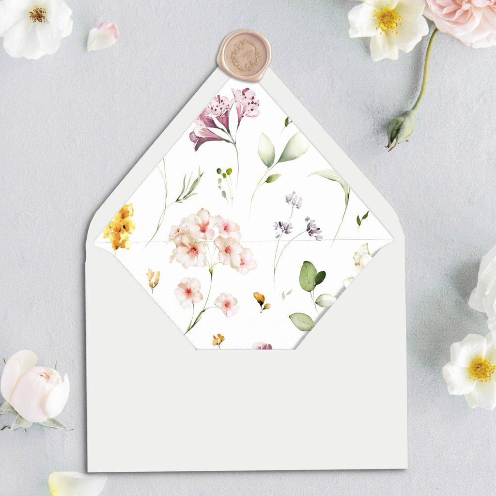 Elegant Floral Wedding Invitation Envelope Liners - Cotton Willow ...