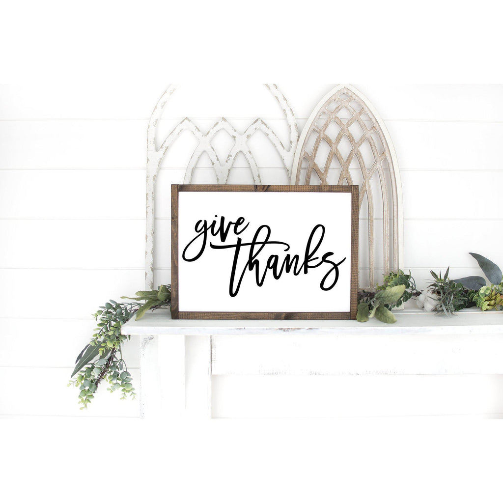 Give Thanks Wood Sign - Cotton Willow Design Co.