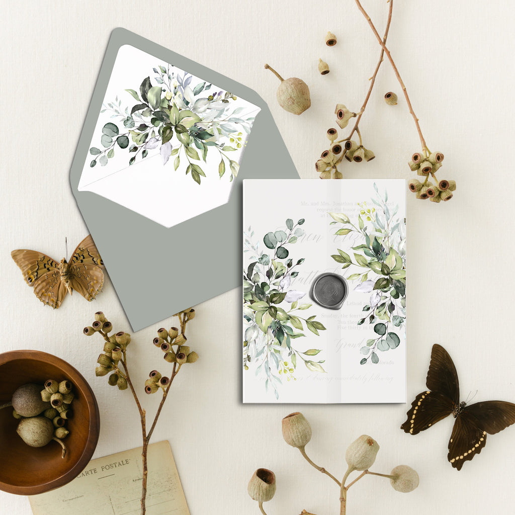 Instant Download, Rustic Greenery Wedding Invitation Vellum Wrap ...
