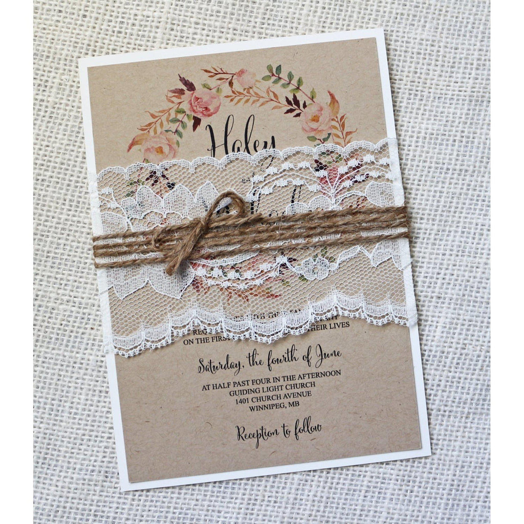 Blush Boho Floral, Rustic Wedding Invitation Set - Cotton Willow Design Co.