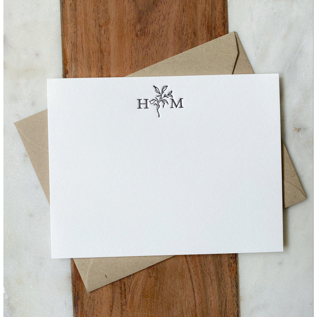 Modern Letterpress Personalized Stationery - Cotton Willow Design Co.