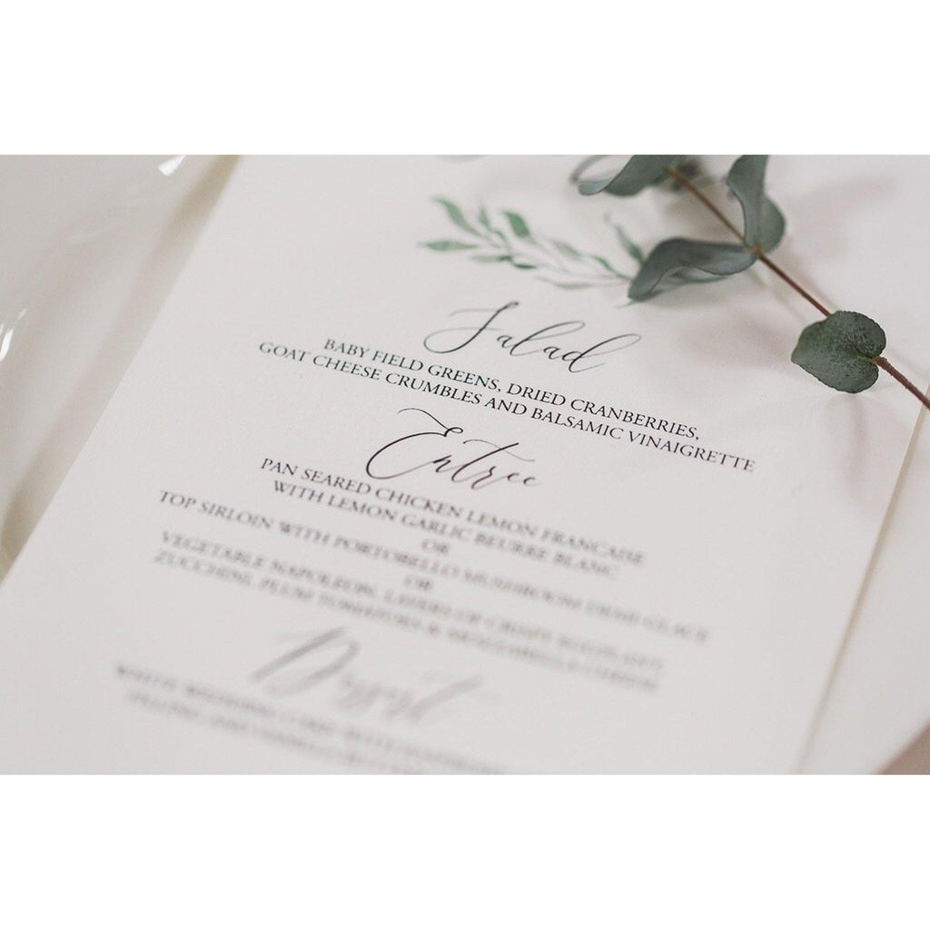 Rustic Simple Menu, Modern Greenery - Cotton Willow Design Co.