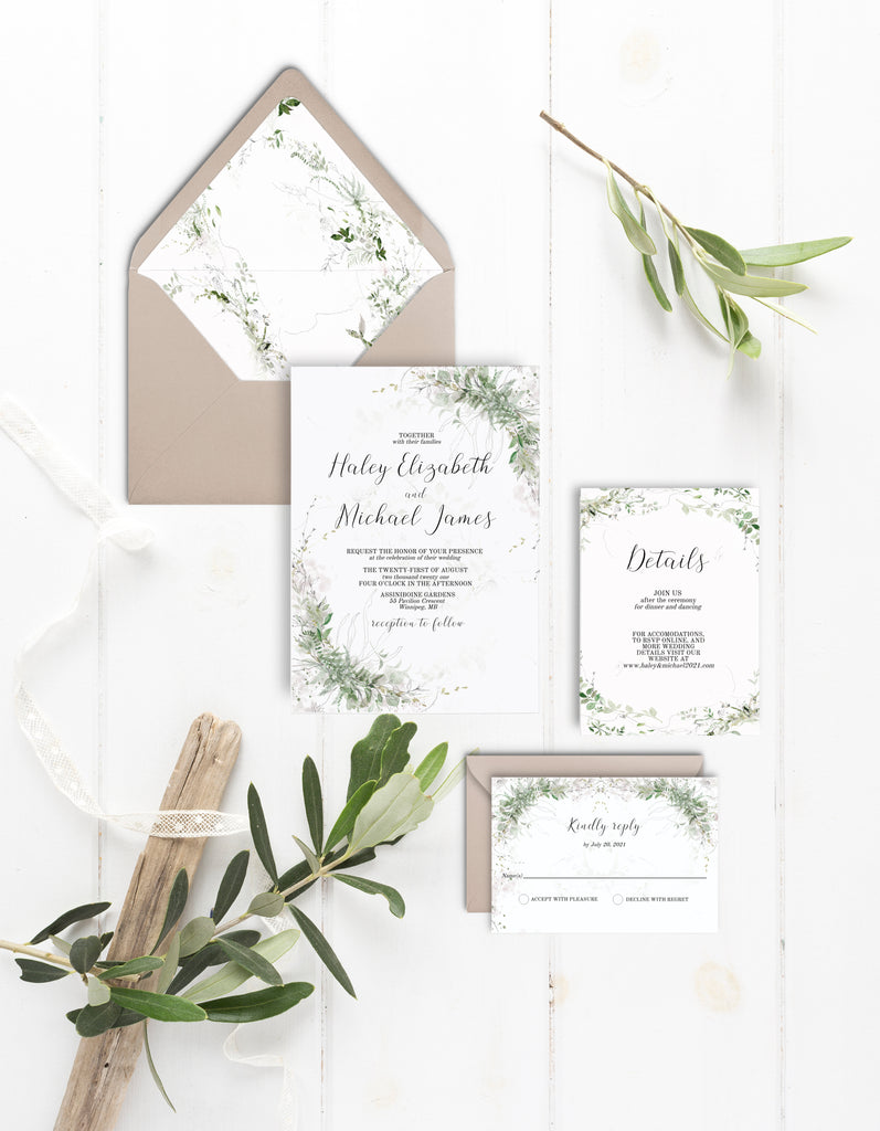 Greenery Rustic Wedding Invitation Suite Download - Cotton Willow ...